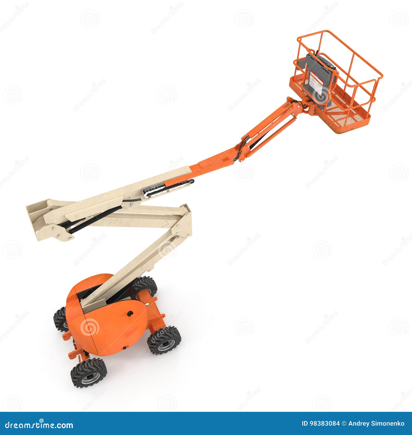 Motor Aangedreven Schaarlift Op Wit 3D Illustratie Stock Illustratie ...