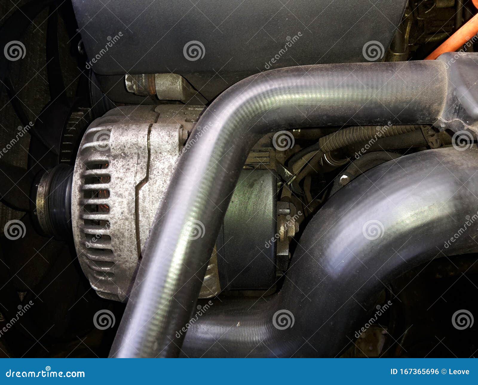 Motor Alternator in Engine Compartment, Together with Plastic Cover and ...