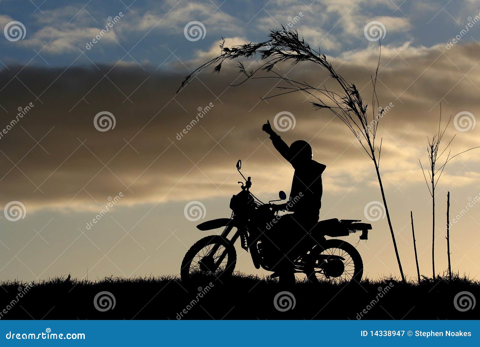 Motor Biker Silhouette at Sunset Stock Image - Image of hand, calm ...