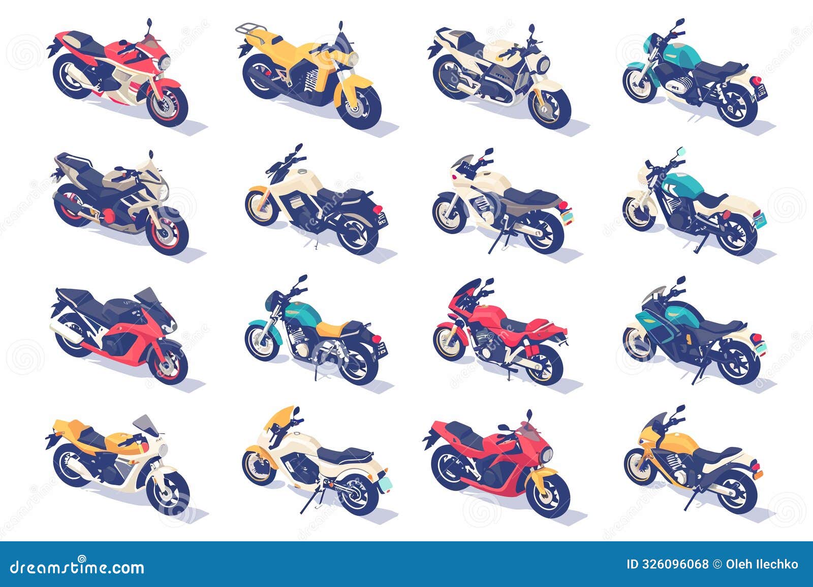 Motor Bikes Isometric Set Isolated Vector Style Stock Vector ...