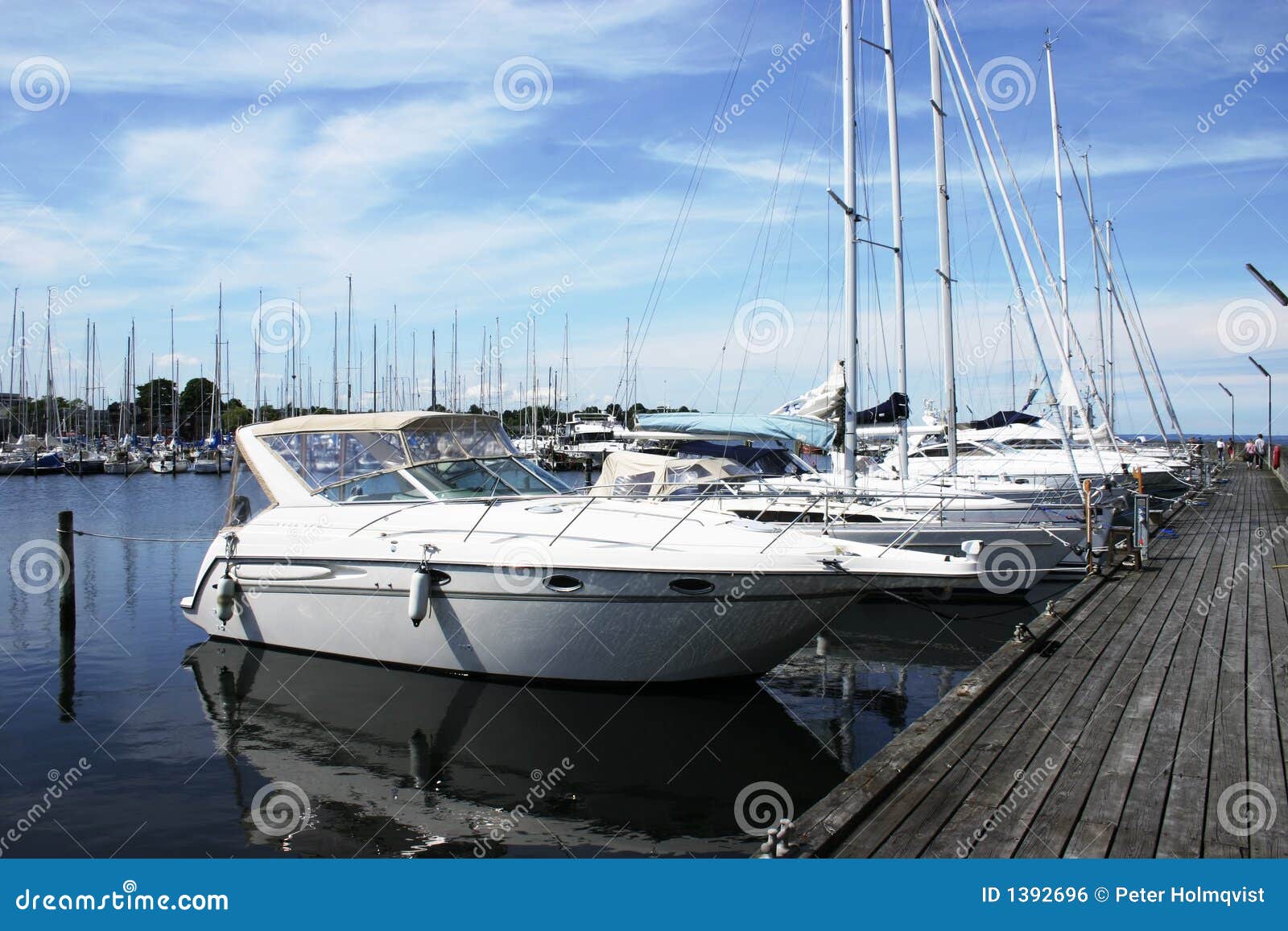 Motor boat stock photo. Image of portside, reflection - 1392696