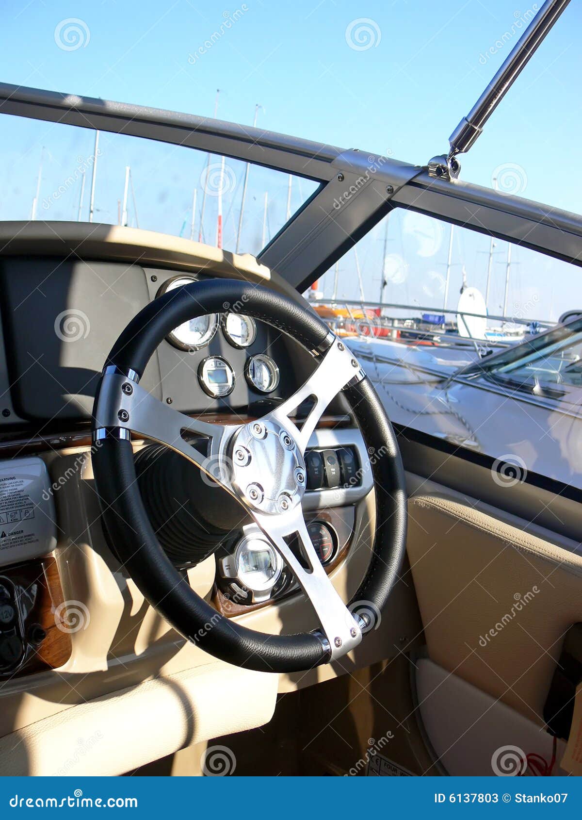 Motor boat control panel stock image. Image of moored - 6137803