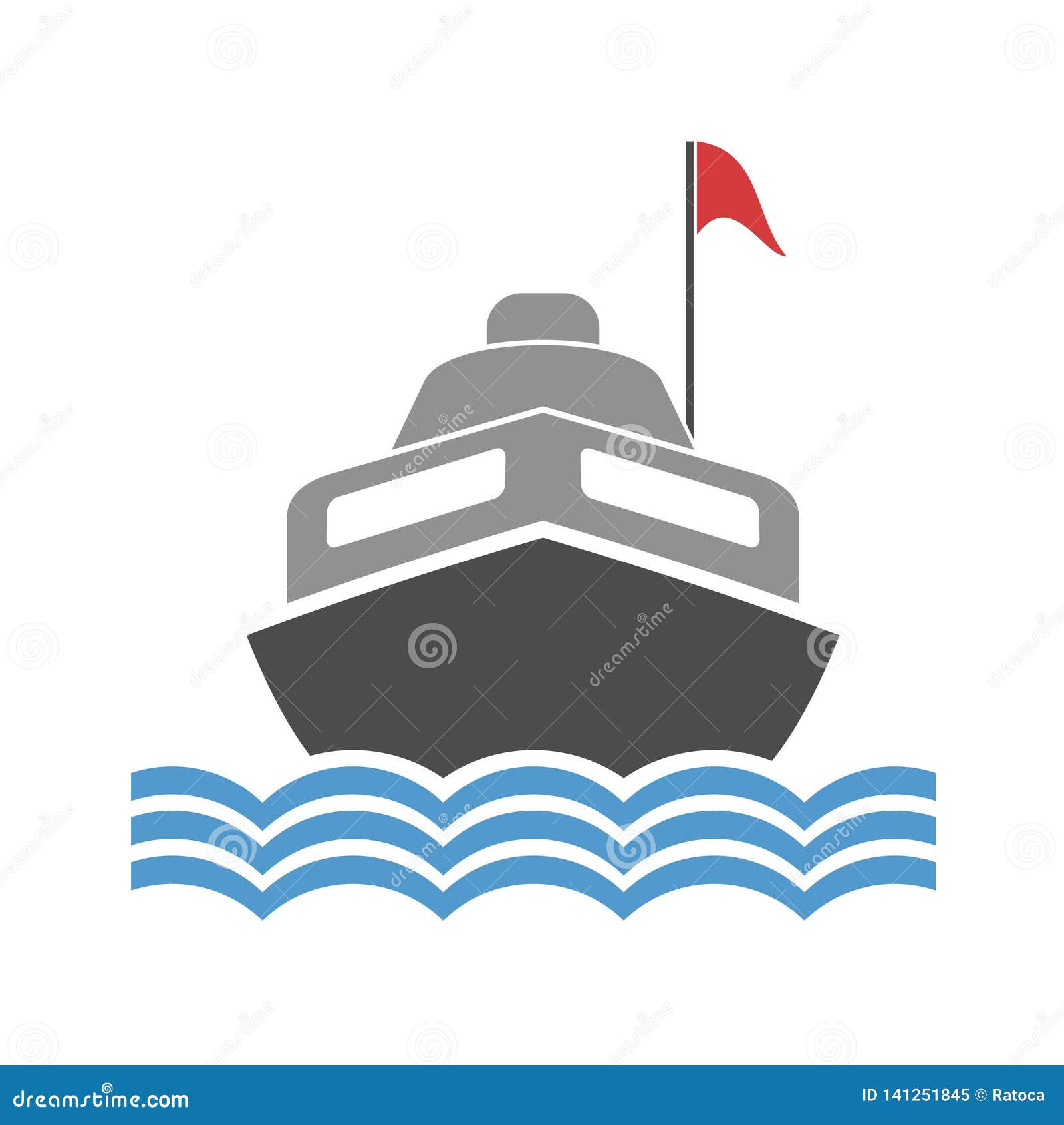 Motor boat flat draw stock vector. Illustration of creative - 141251845