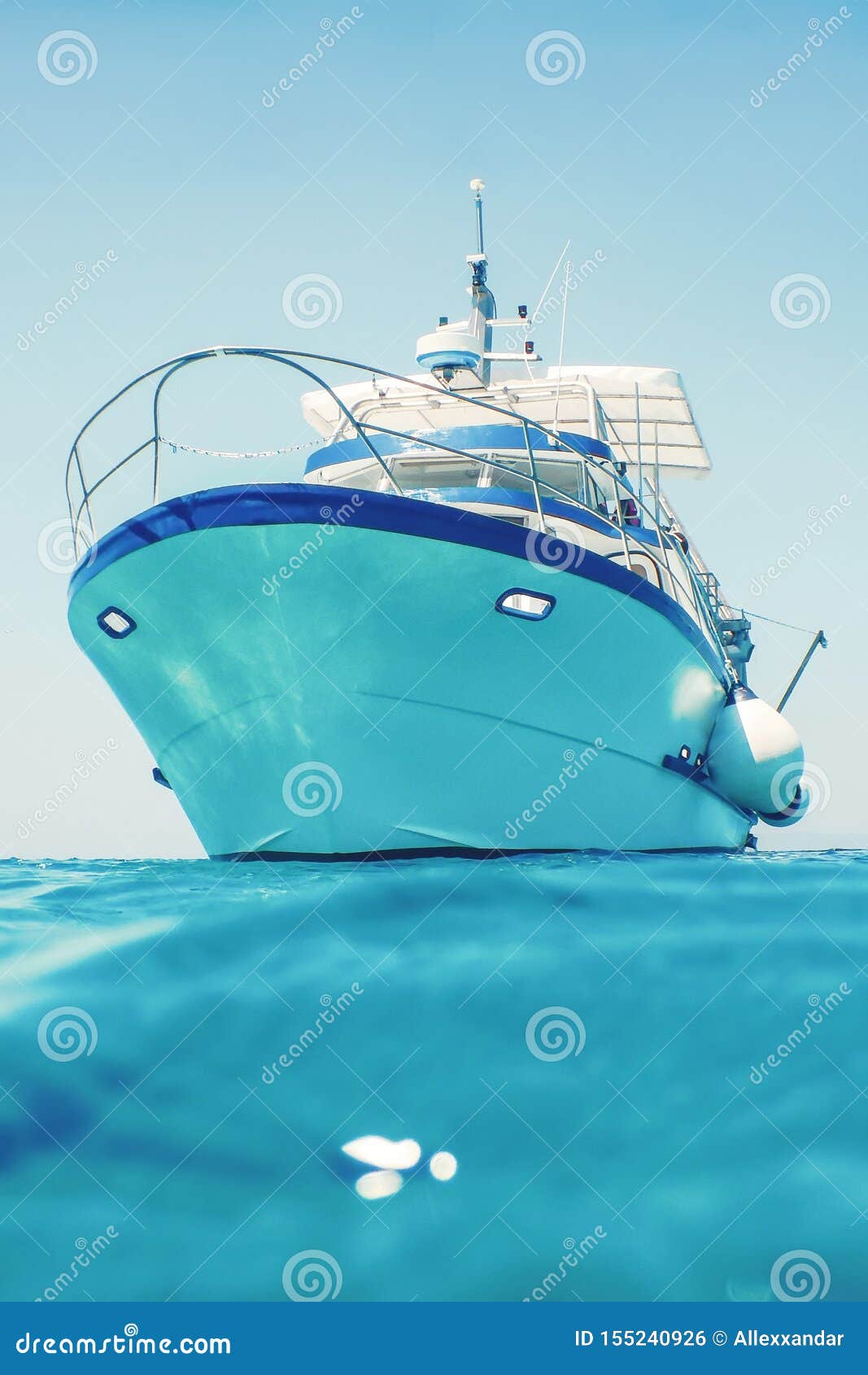Motor Boat Floating Clear Turquoise Water Stock Photo - Image of ...