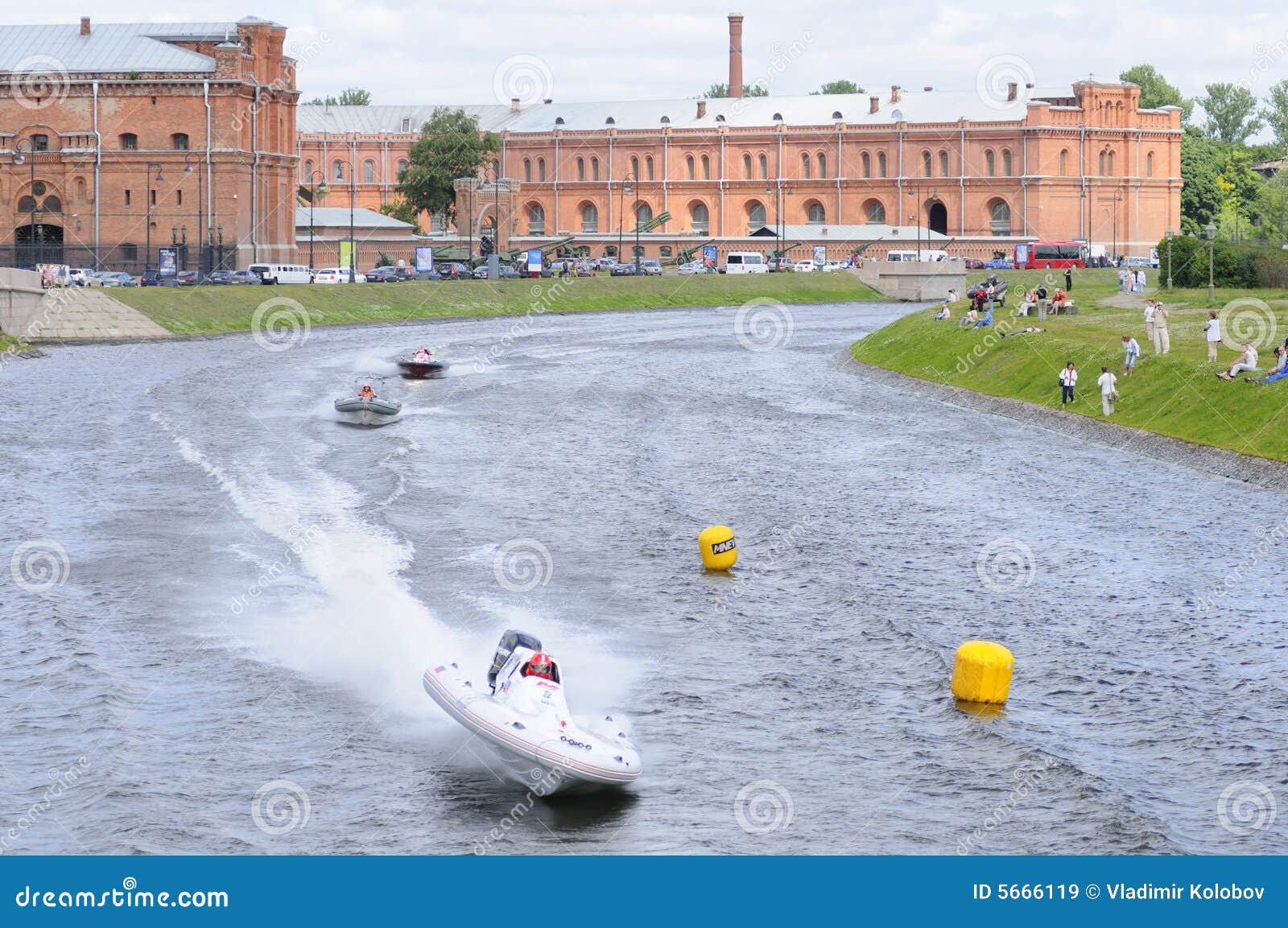 Motor Boats in Turn of the River Editorial Stock Image - Image of neva ...