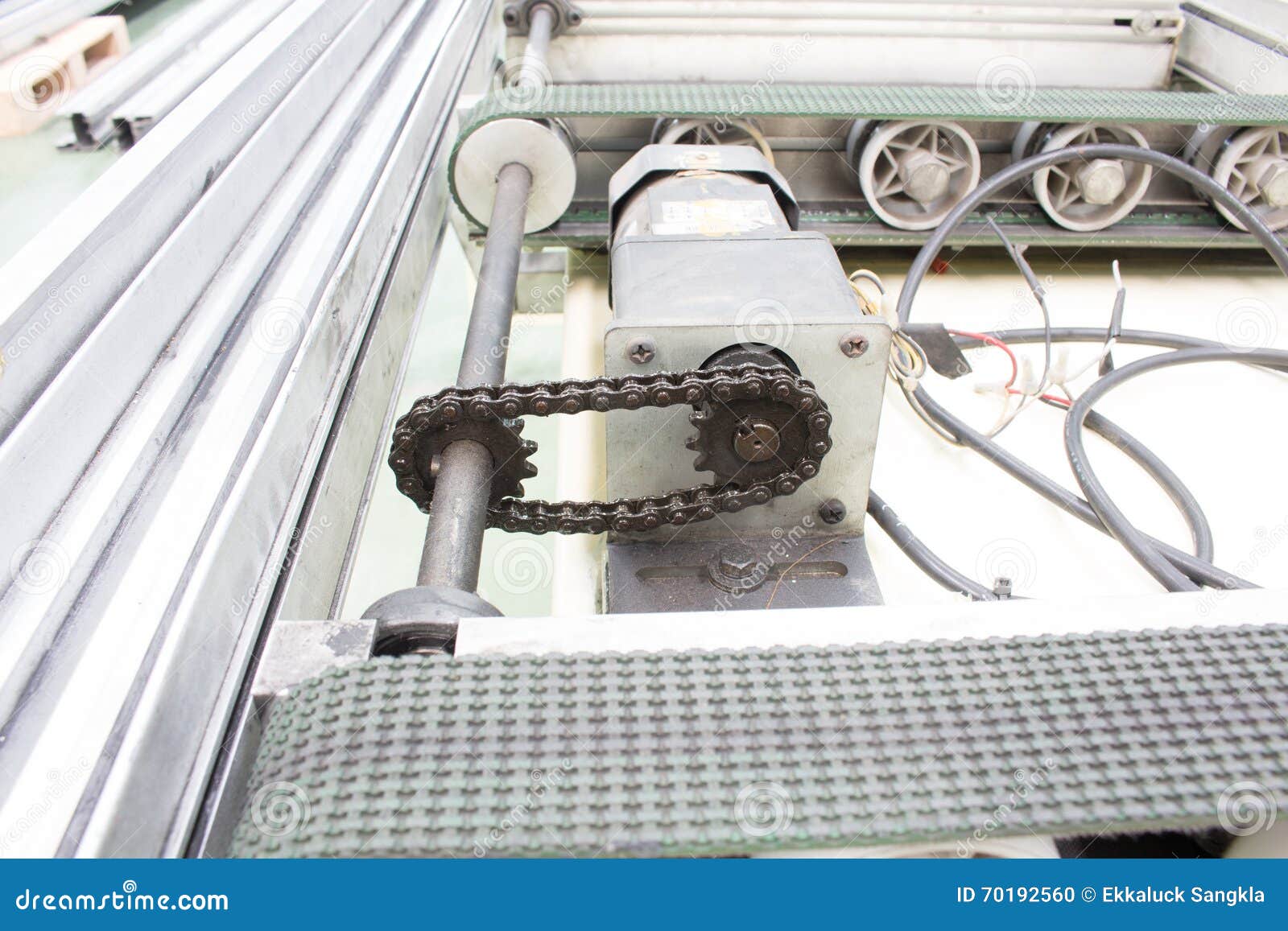 Motor Drive Shaft and Transmission Chain, Conveyor Stock Photo - Image ...