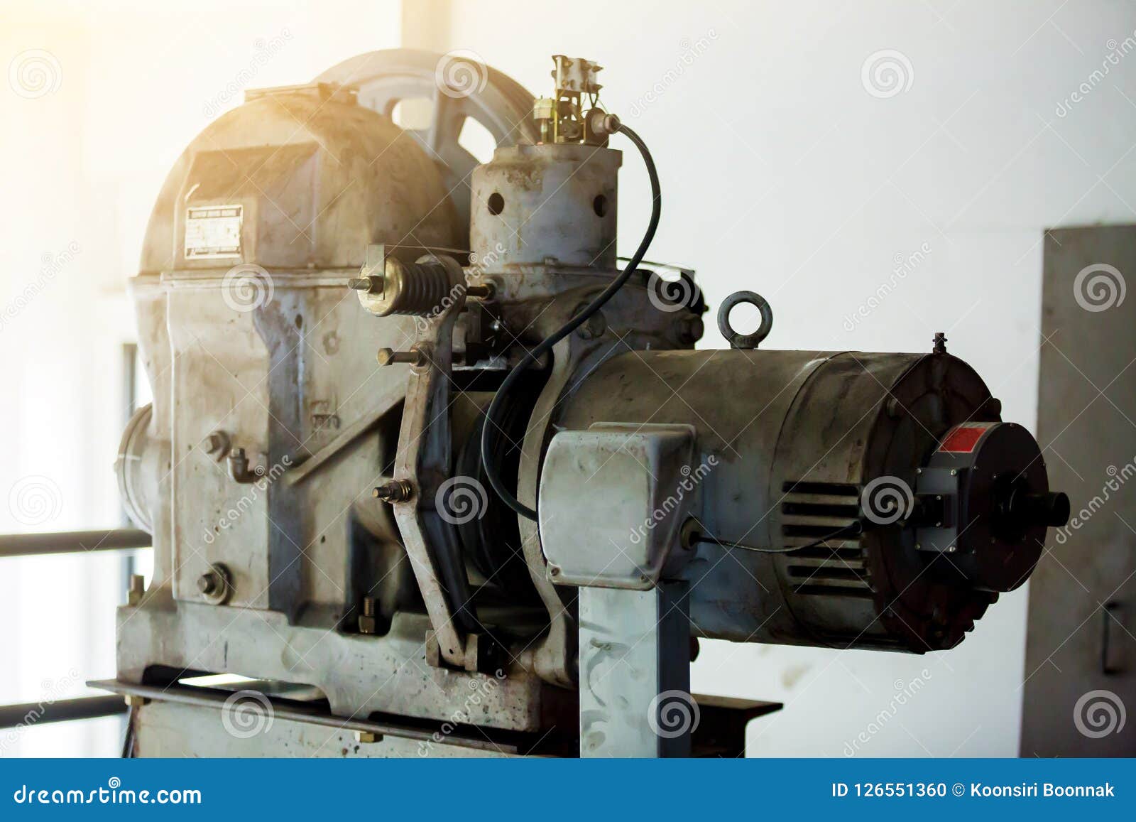 Motor Driven with Sling Cable and Wheel in Control Room Stock Photo ...
