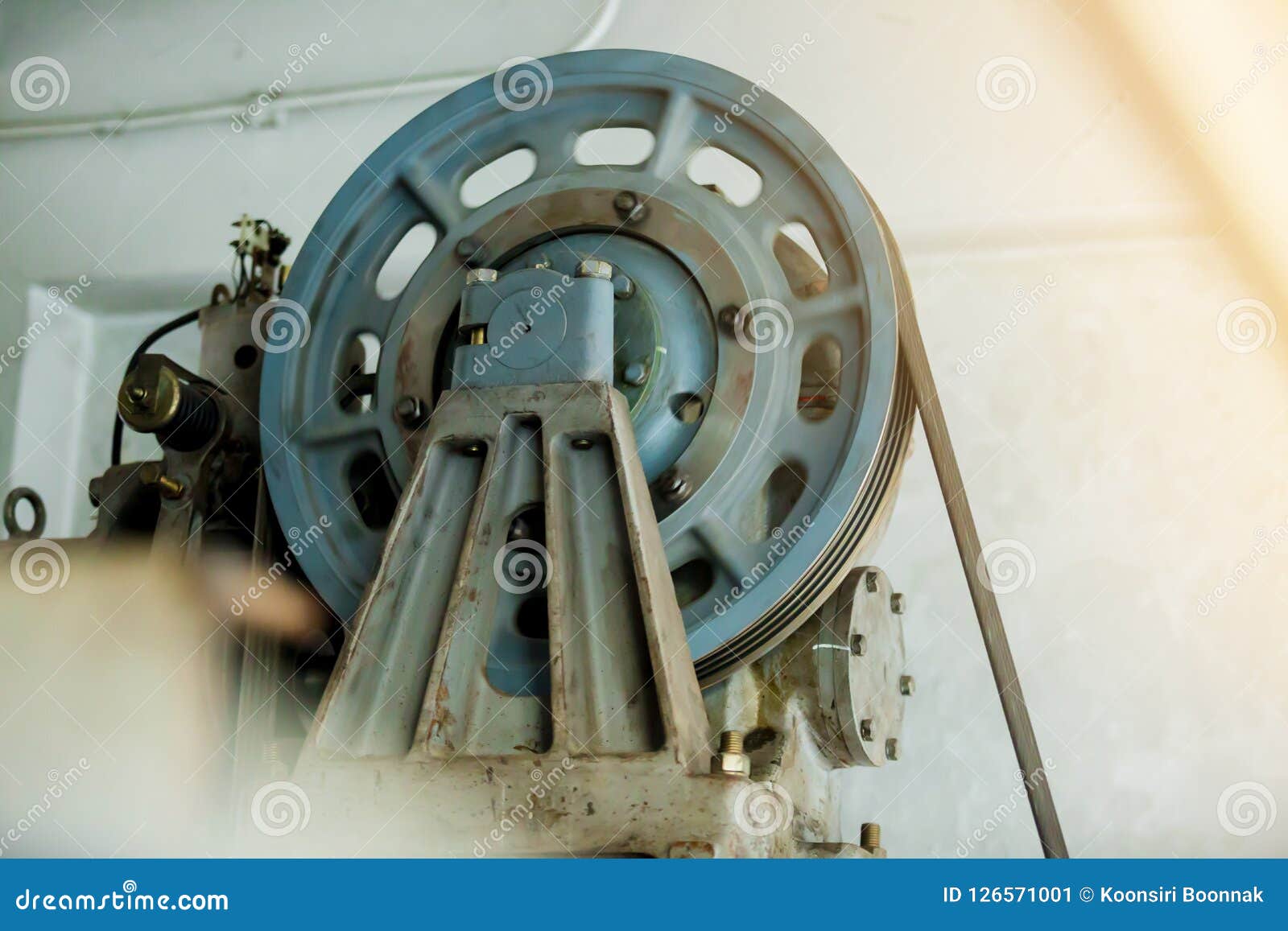 Motor Driven with Sling Cable and Wheel in Control Room Stock Image ...