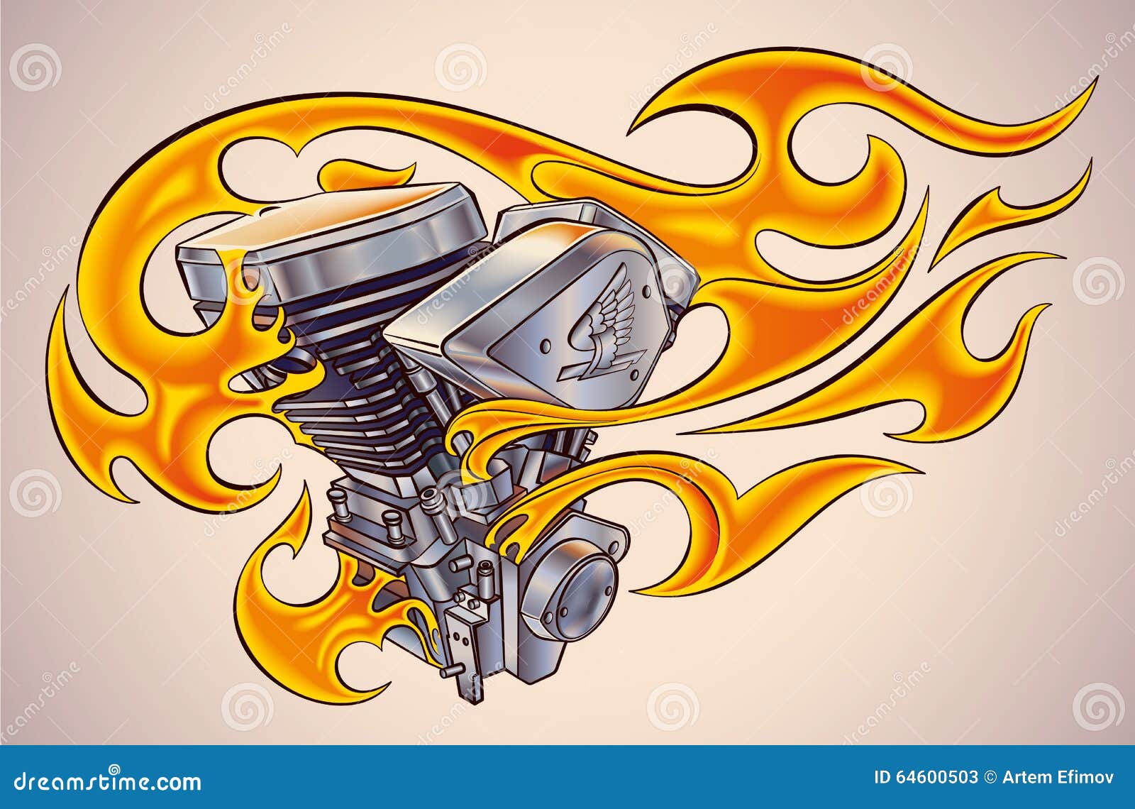 Motor flamejante ilustração do vetor. Ilustração de louco - 64600503