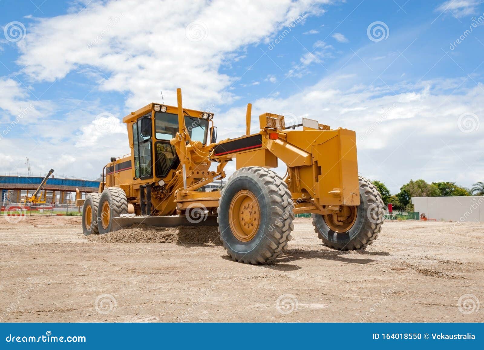 Motor Grader on Construction Site Stock Photo - Image of road, trim ...