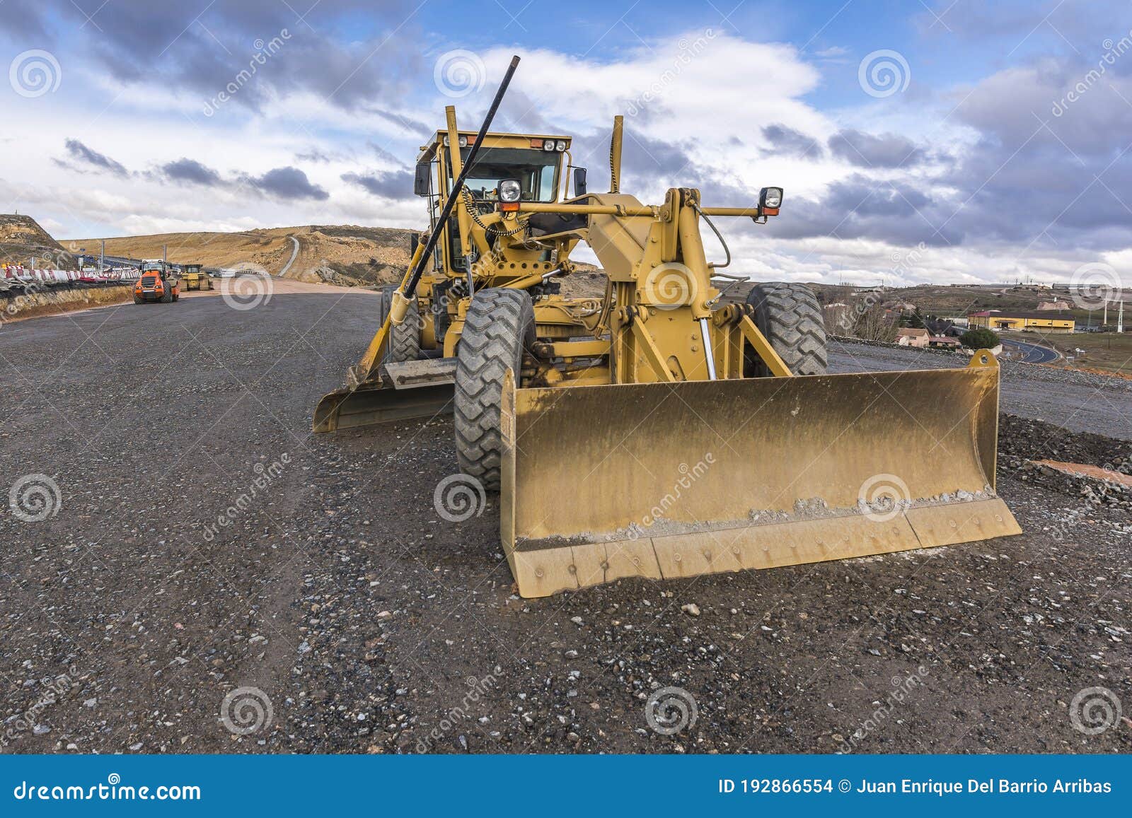 Motor Grader in the Construction Work of a Road Stock Photo - Image of ...