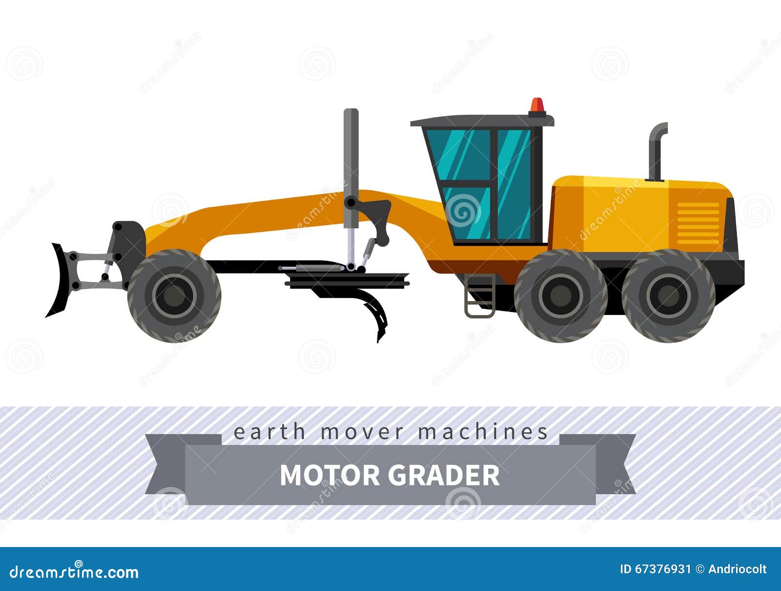 Motor Grader. Road Grader Vector Illustration Isolated On White. Earth ... Motor Grader. Road Grader Vector Illustration Isolated On White. Earth ...