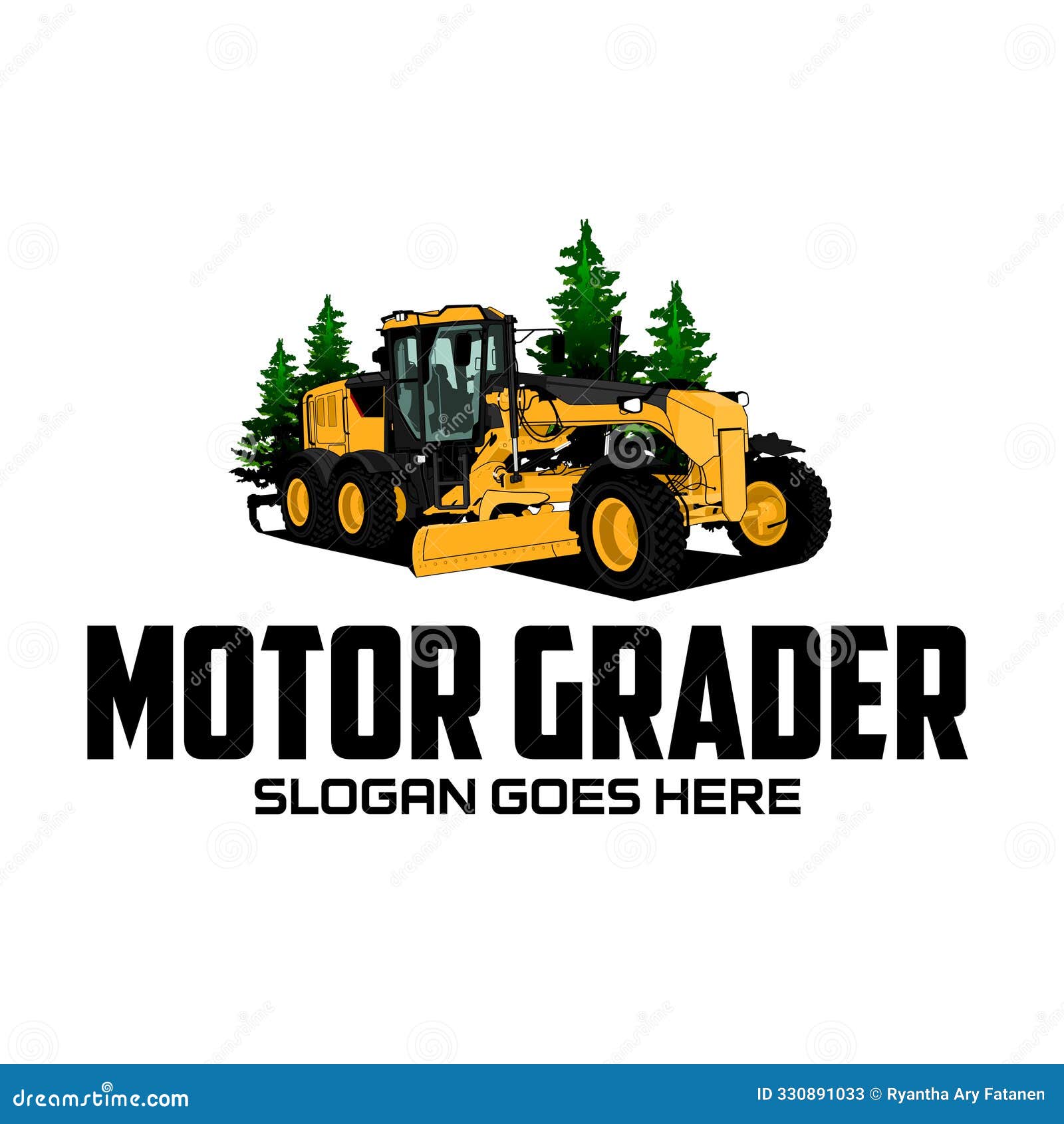 Motor Grader. Road Grader Vector Illustration Isolated On White. Earth ...