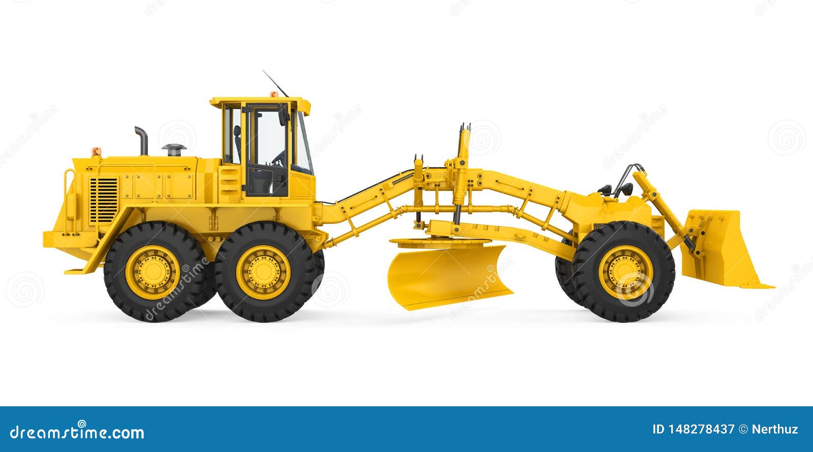 Motor Grader. Road Grader Vector Illustration Isolated On White. Earth ...