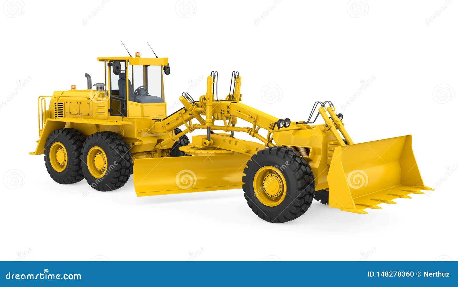 Motor Grader. Road Grader Vector Illustration Isolated On White. Earth ...