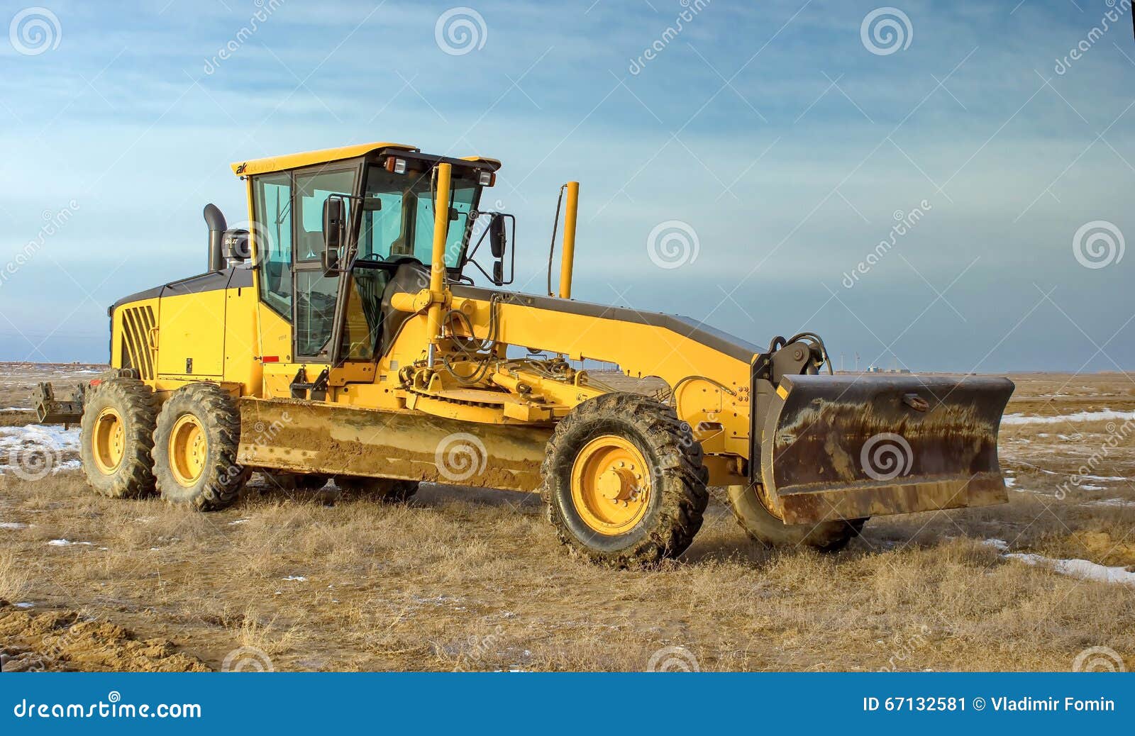 Motor grader stock image. Image of grader, steppe, road - 67132581