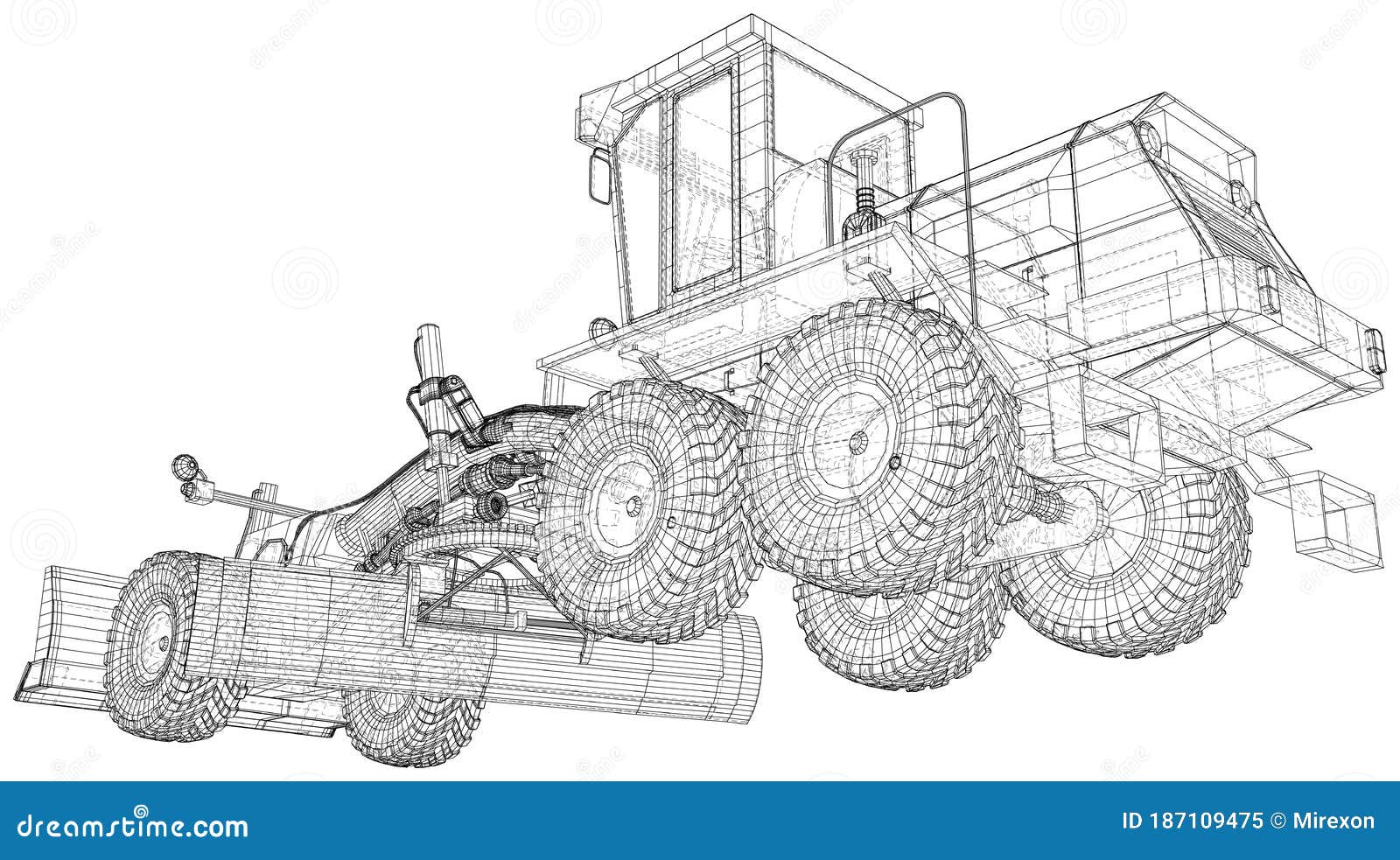 Motor Grader. Road Grader Vector Illustration Isolated On White. Earth ...