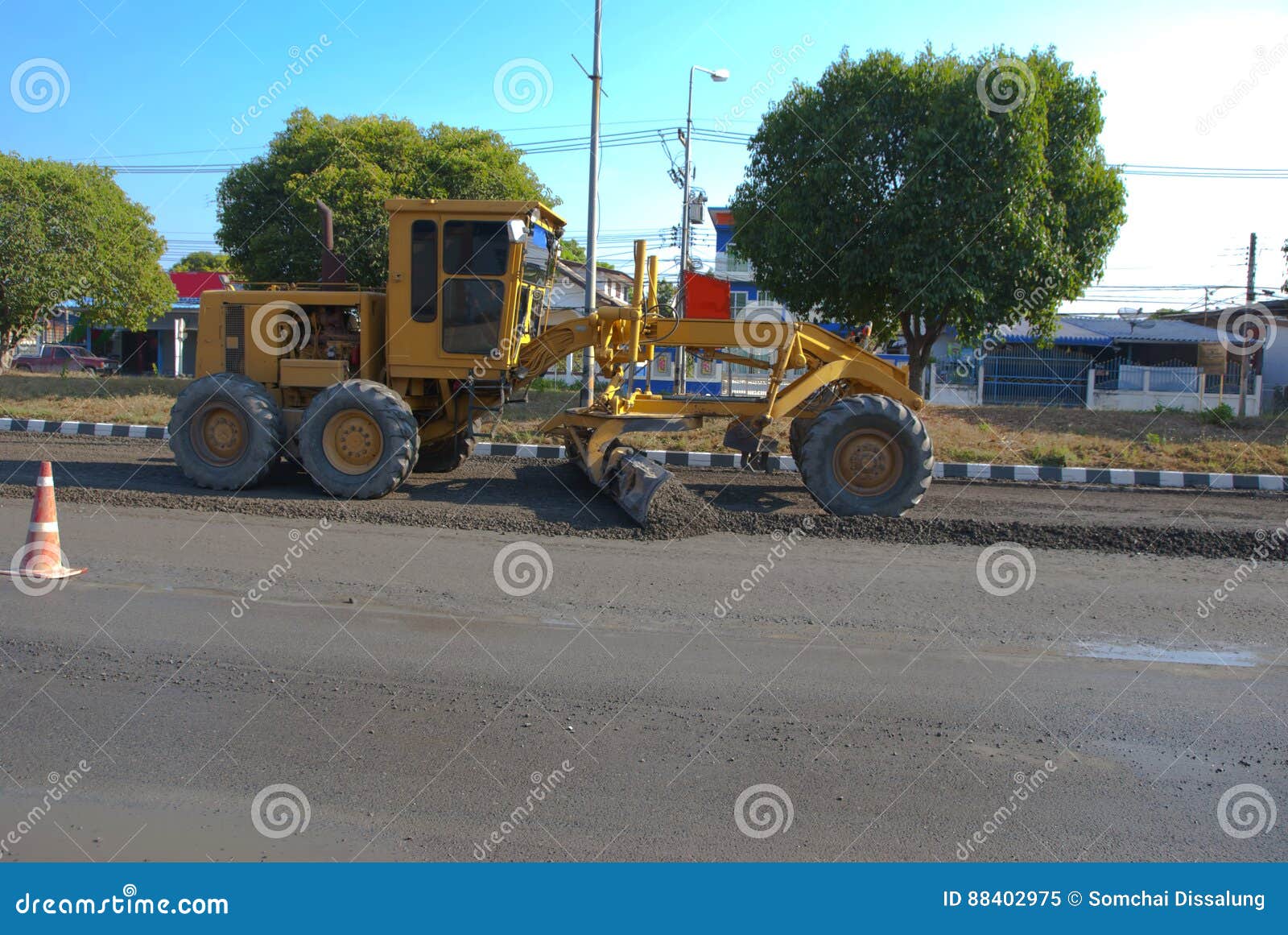 Motor grader is working stock image. Image of power, machine - 88402975