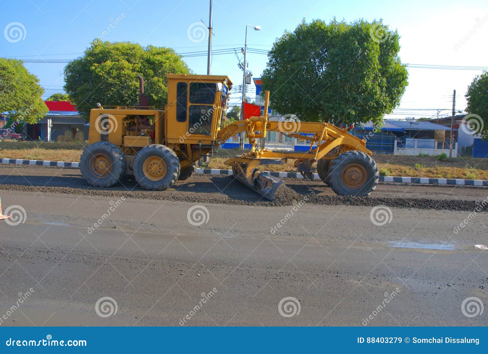 Motor grader is working stock image. Image of land, operator - 88403279