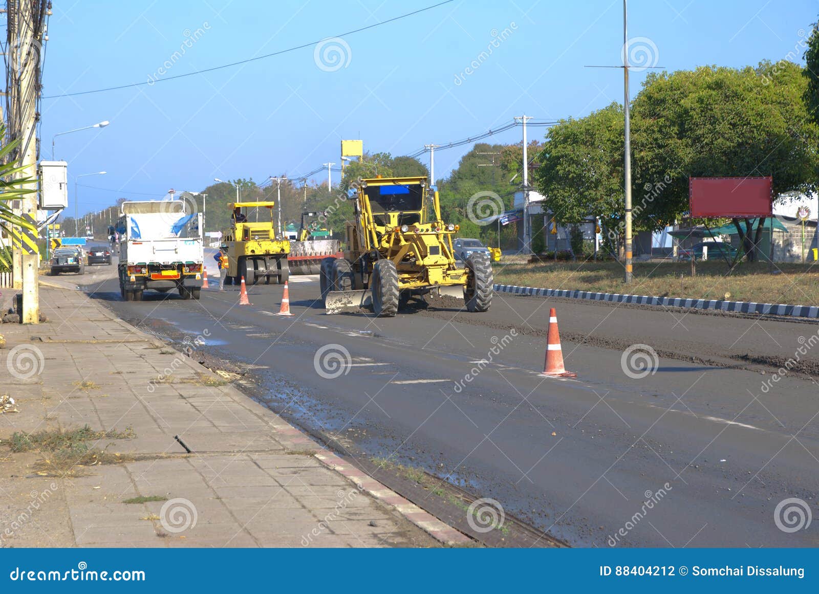 Motor grader is working stock photo. Image of earth, operator - 88404212