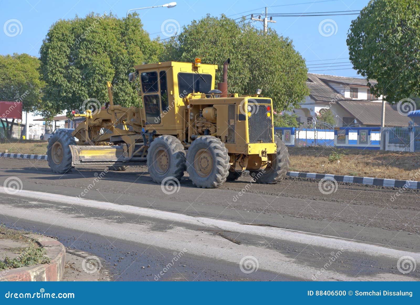 Motor grader is working stock photo. Image of power, metal - 88406500
