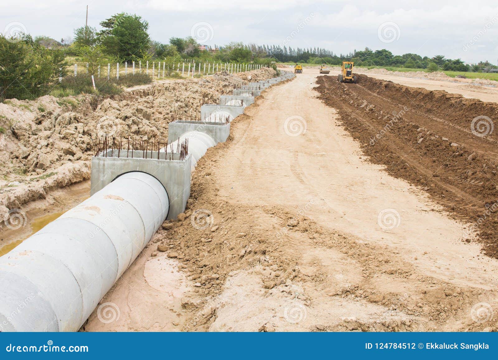 The Motor Grader Working on Road Construction. Stock Photo - Image of ...