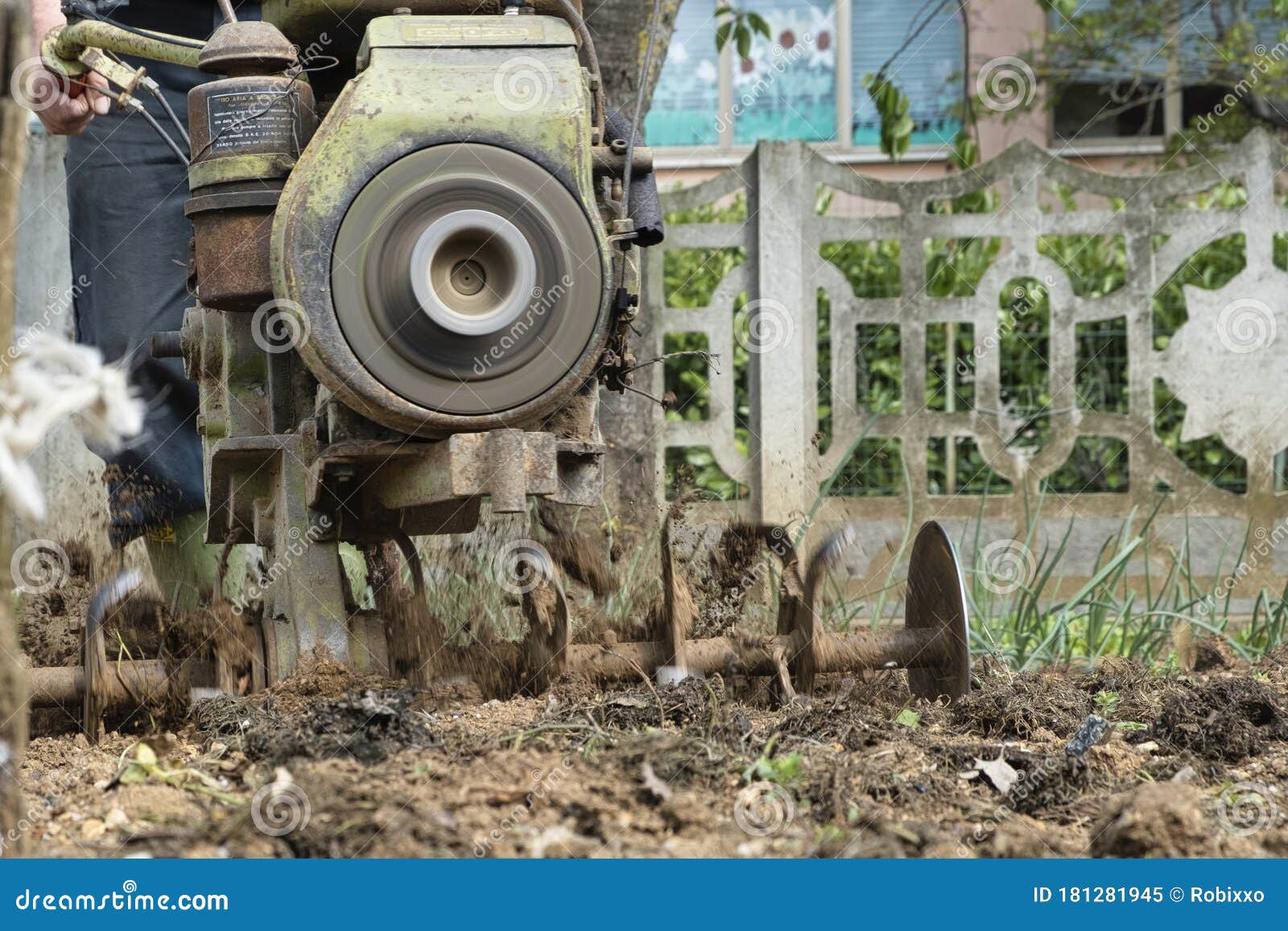 Motor hoe plows land stock image. Image of power, hoeing - 181281945