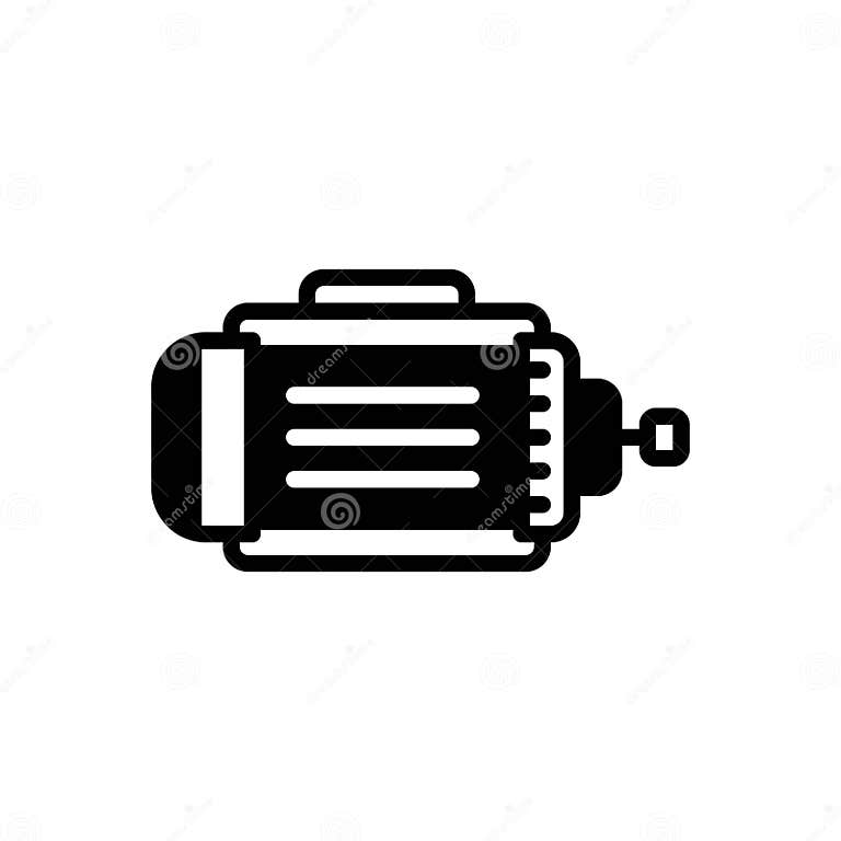 Black Solid Icon for Motor, Electric and Machine Stock Vector ...