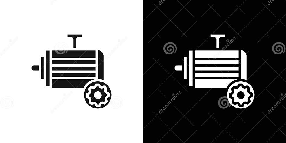 Motor Icon Flat Vector Set Outline Stock Vector - Illustration of work ...