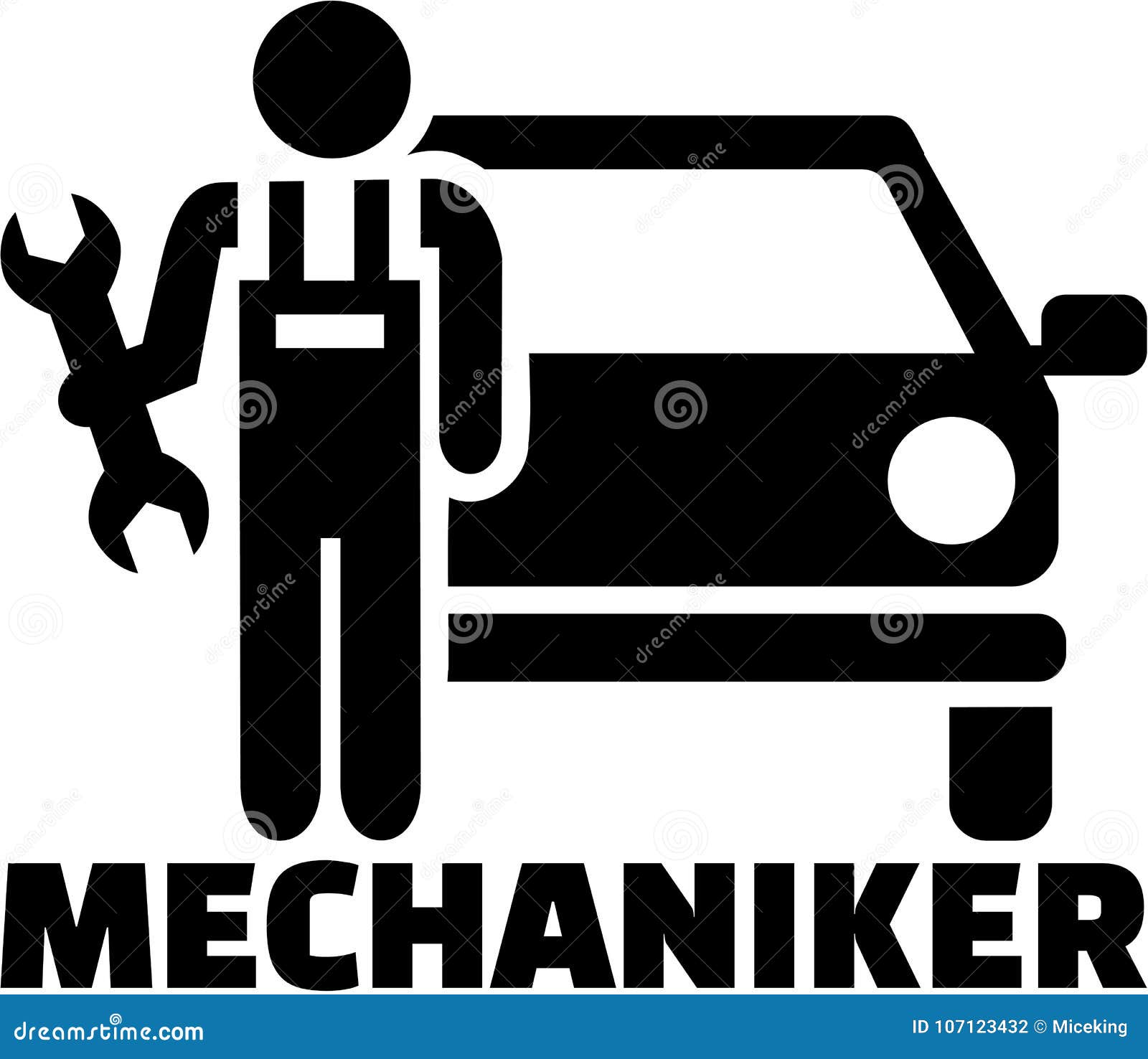 Motor Mechanic Icon with German Job Title Stock Illustration ...
