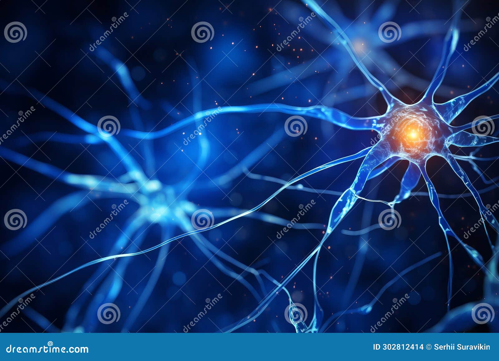 Neuron Under The Microscope In Lab. Ai Generative Illusration Stock ...