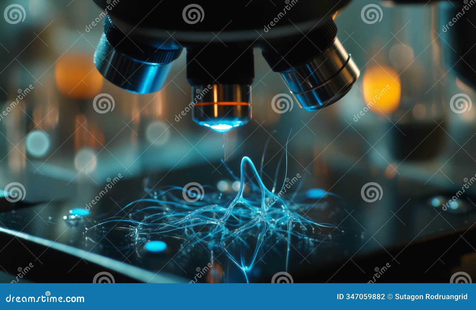 Motor Neuron Under the Microscope in Lab Stock Illustration ...