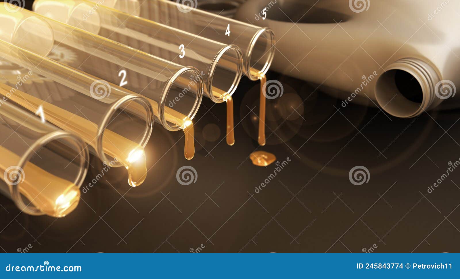 Motor Oil and Five Glass Test Tubes. Stock Illustration - Illustration ...