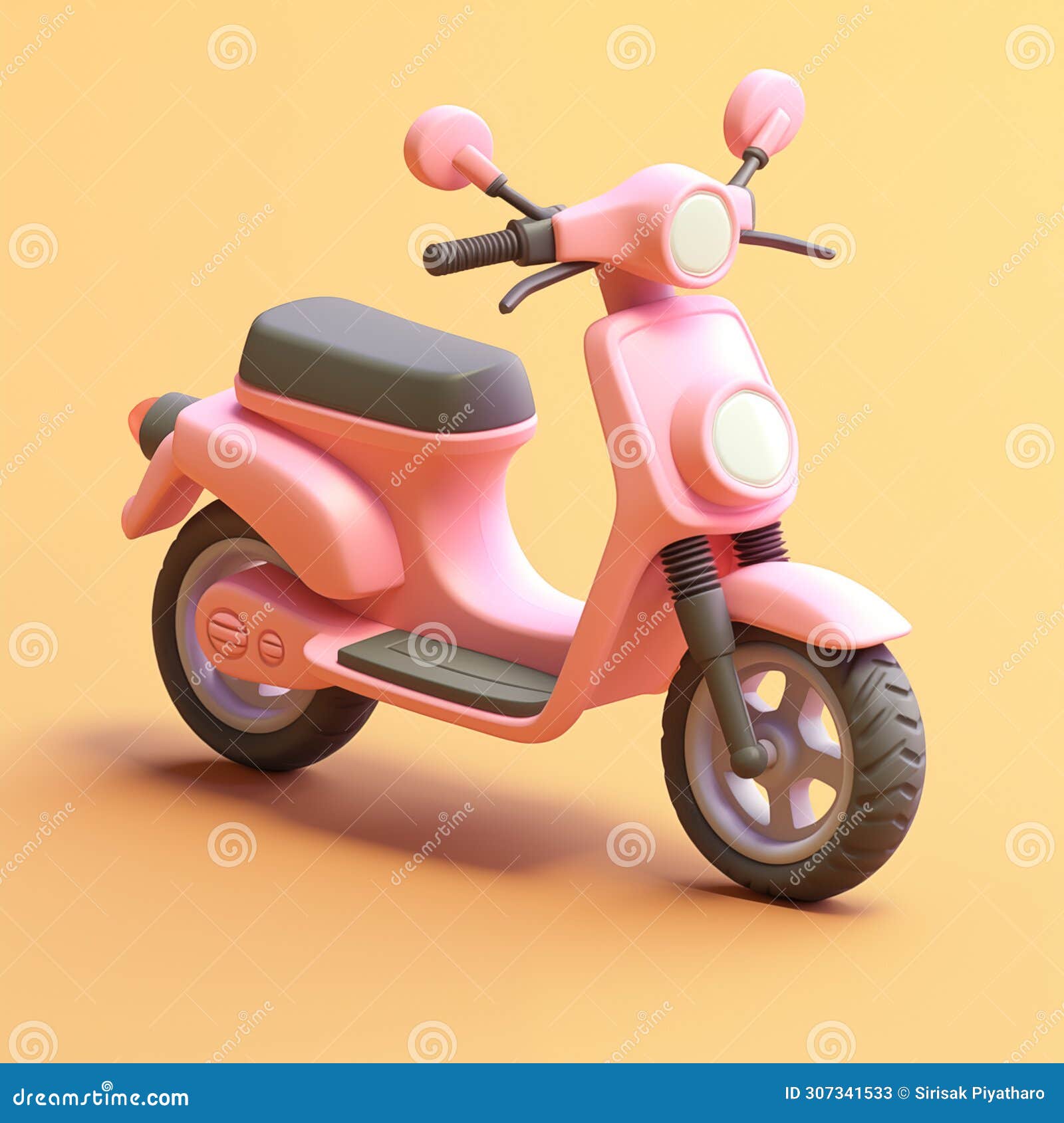Motor pink scooter Cartoon stock illustration. Illustration of ...