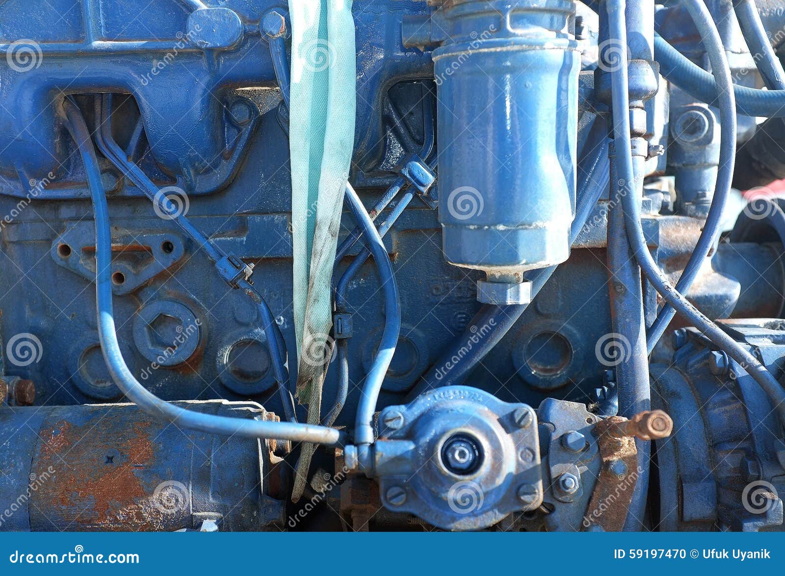 Motor Pintado Azul Del Barco Foto de archivo - Imagen de cilindro ...