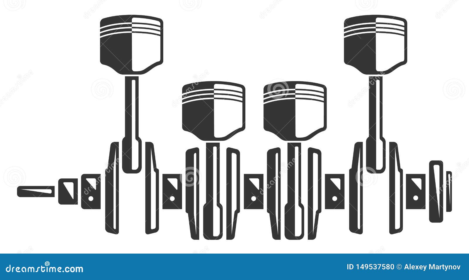 Motor Pistons and Crankshaft Stock Vector - Illustration of ...