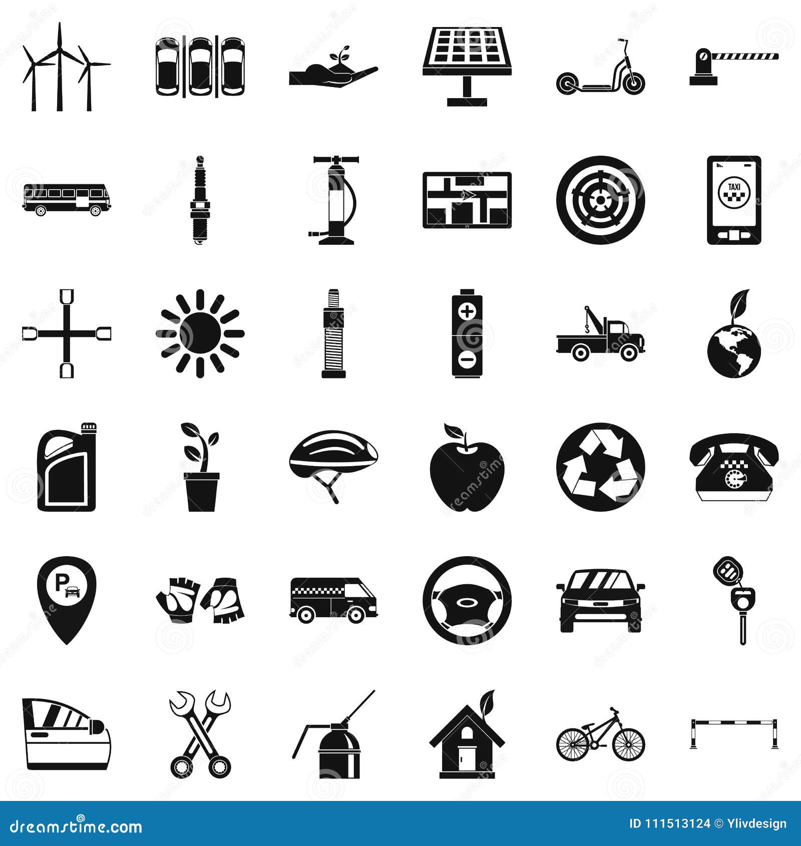 Motor Pool Icons Set, Simple Style Stock Vector - Illustration of road ...