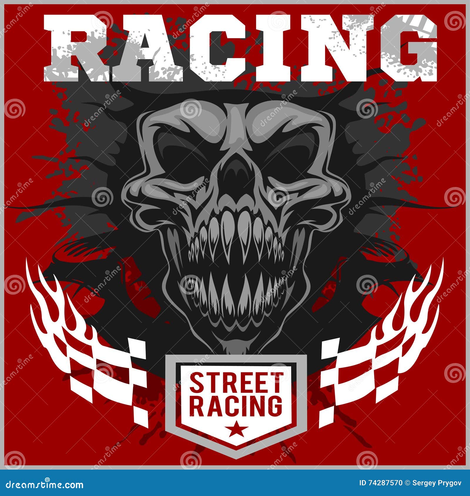 Motor Racing Demon - Emblem for T-shirt Stock Vector - Illustration of ...