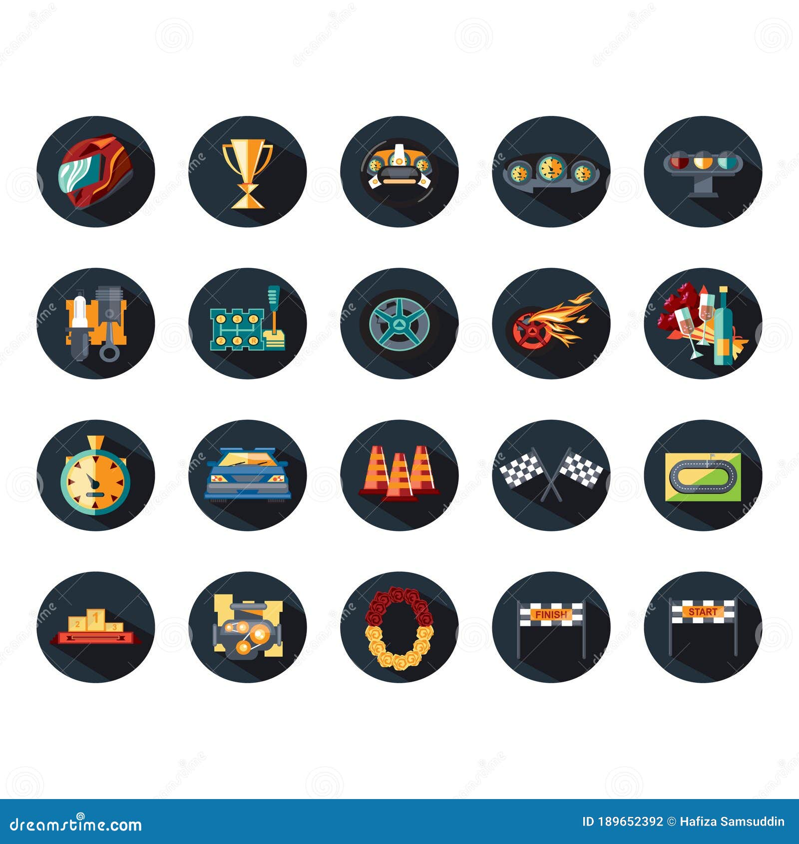 Motor Racing Icons. Vector Illustration Decorative Design Stock Vector ...