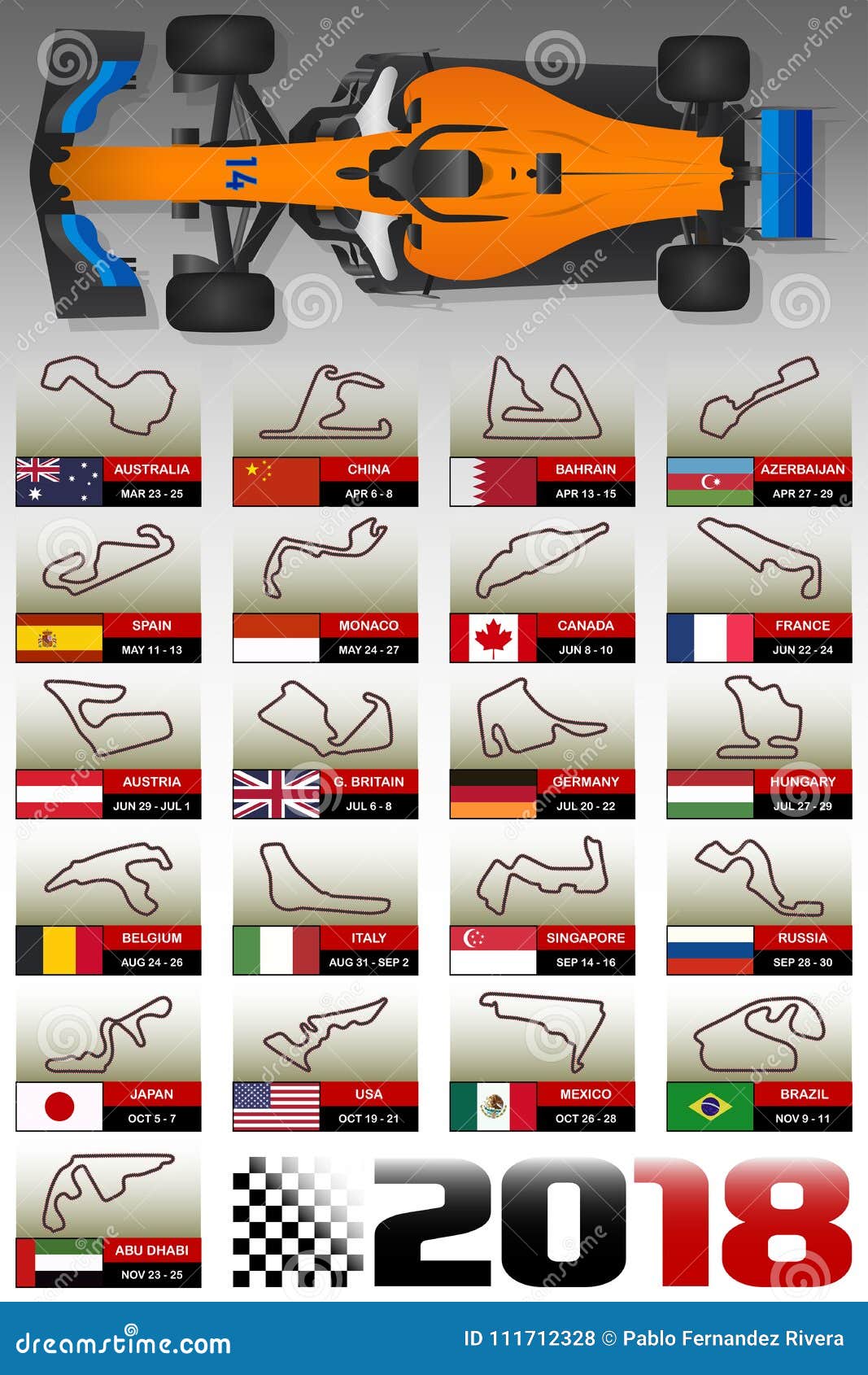 Motor Racing Tracks Calendar Stock Vector - Illustration of drive ...