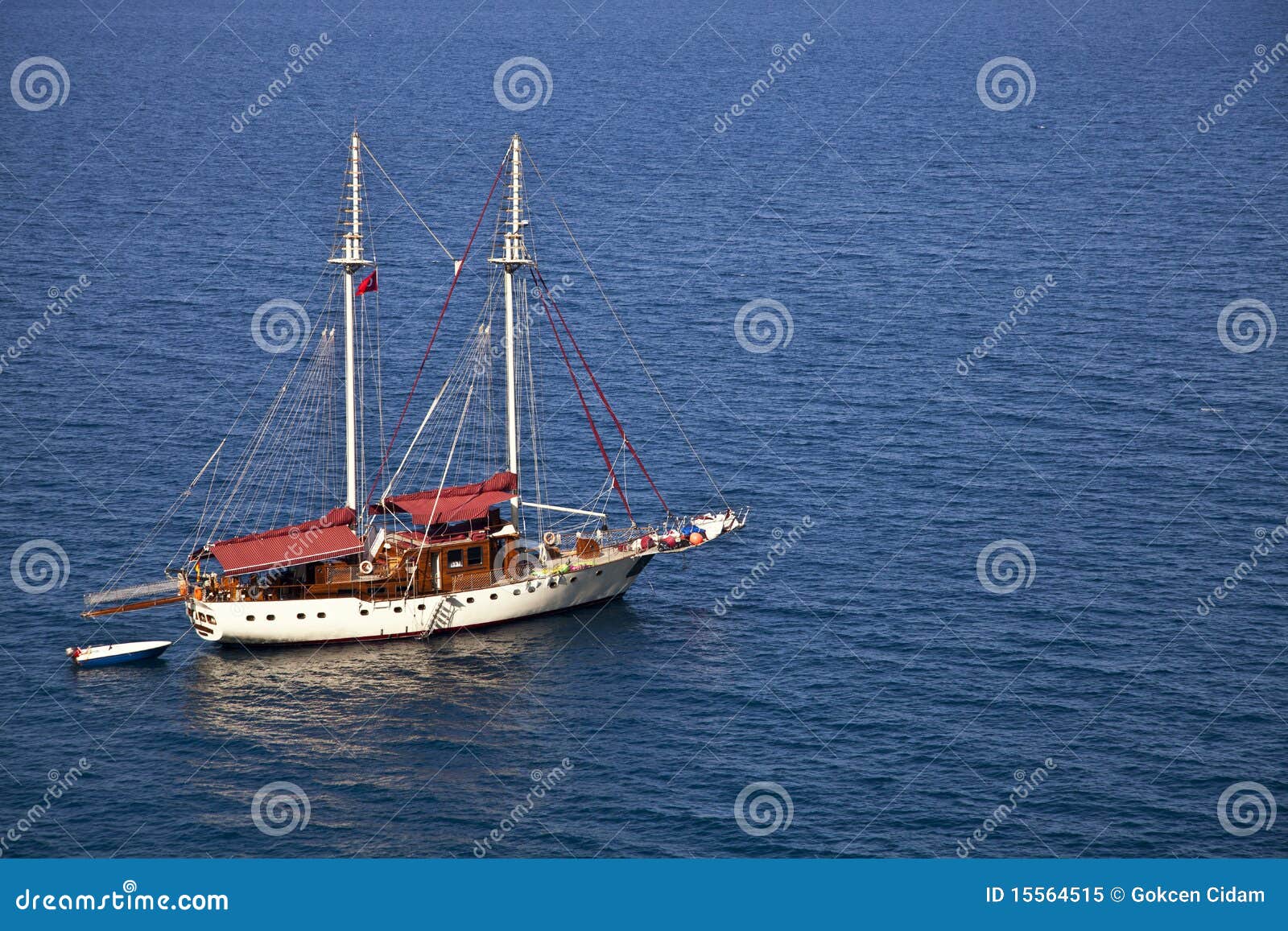 Motor sailing yacht stock image. Image of olympos, boat - 15564515
