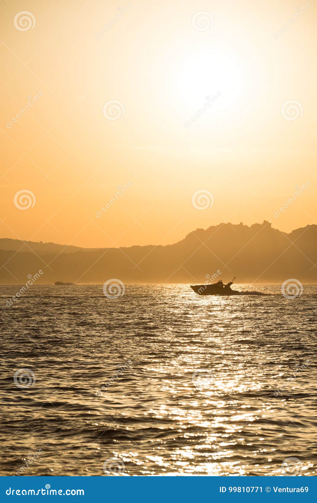 Motor speed boat at sunset stock image. Image of engine - 99810771