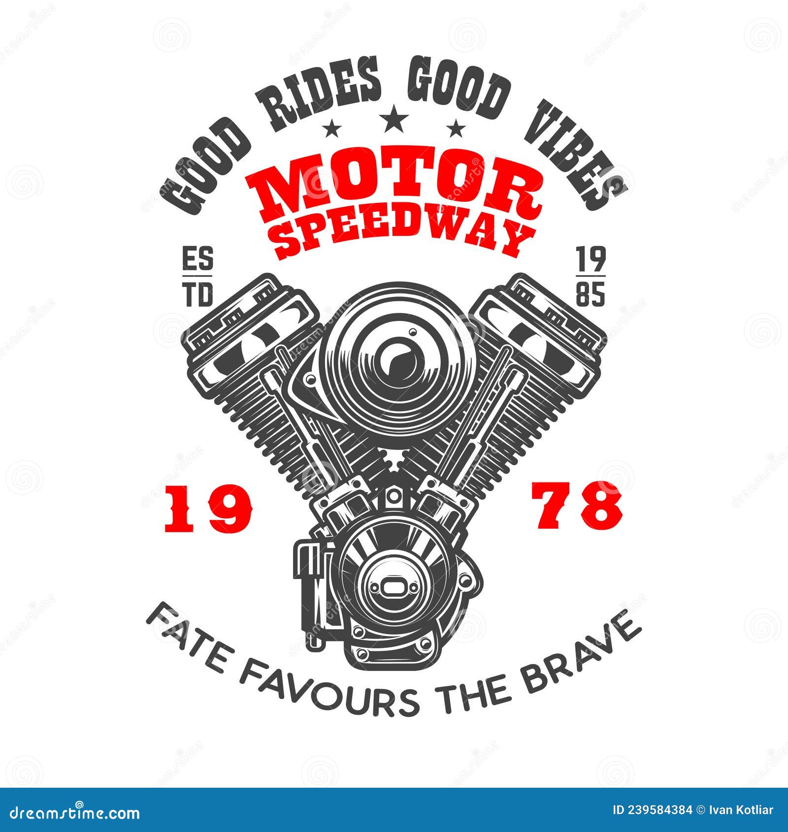 Motor Speedway. Emblem Template With Skeleton On Vintage Motorcycle ...