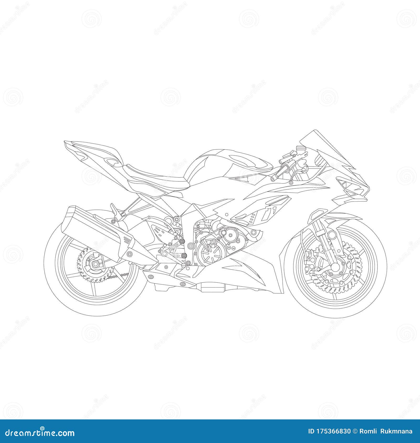 Sport Bike Line Art Outline Stock Vector - Illustration of competition ...