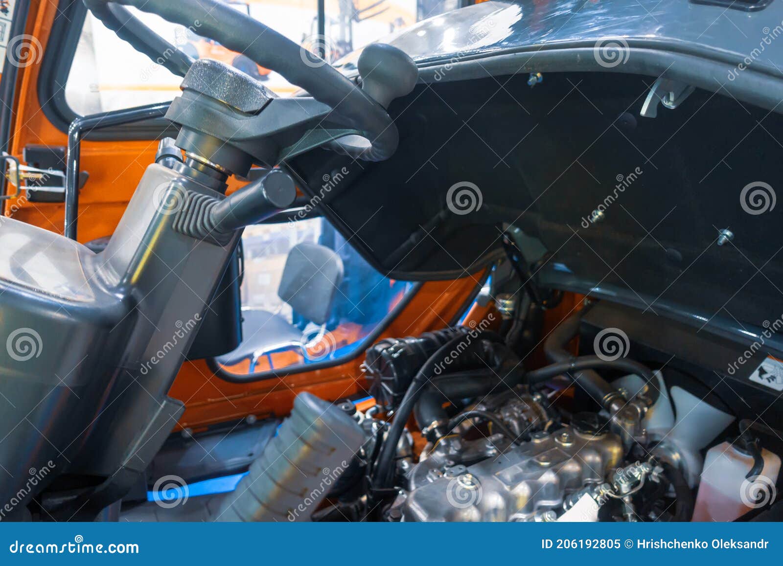 Motor Under Raised Electric Forklift Seat Stock Image - Image of ...