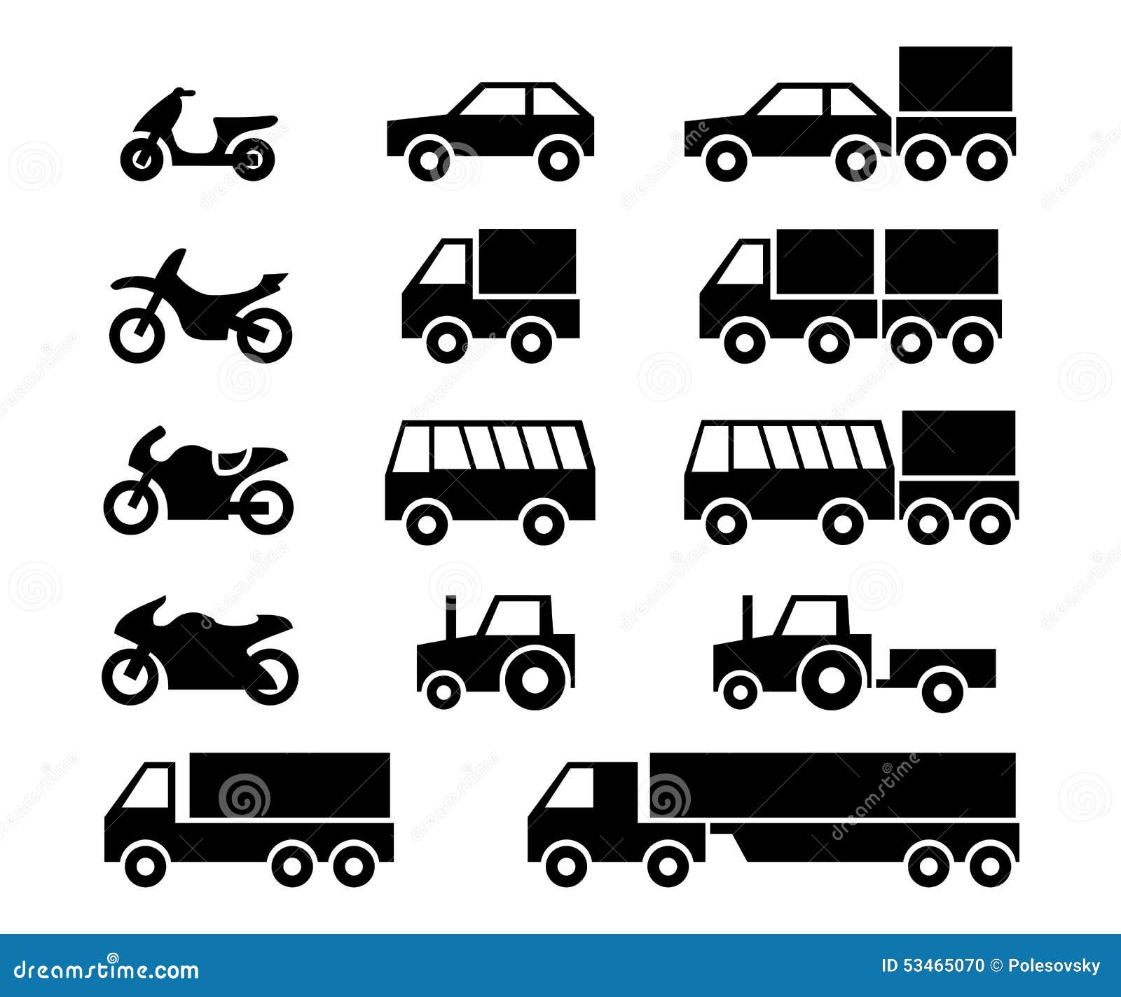 Motor vehicles icon set stock vector. Illustration of auto - 53465070