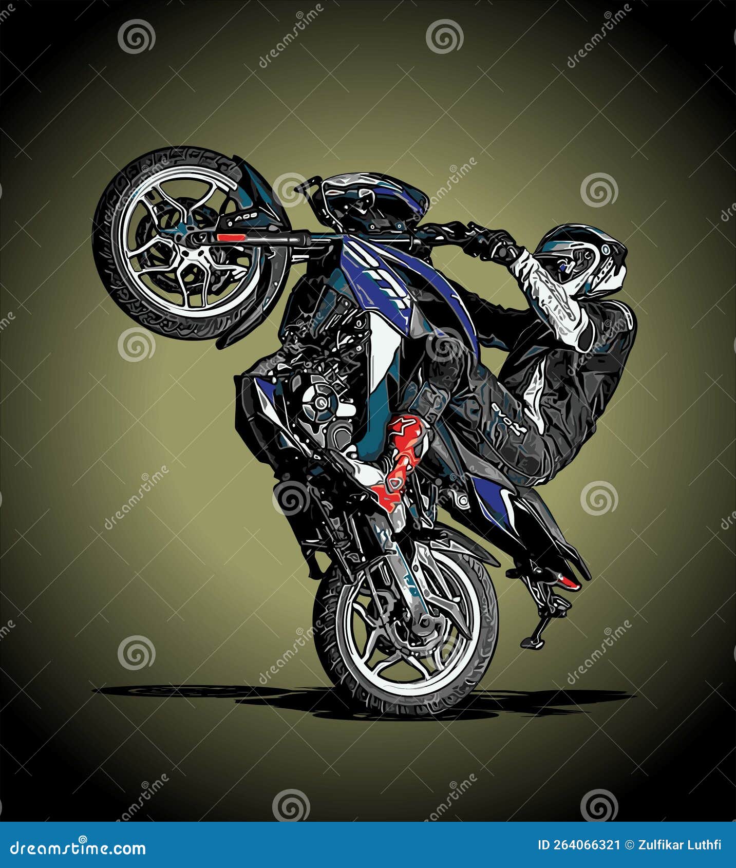 Cartoon Motorbike Wheelie