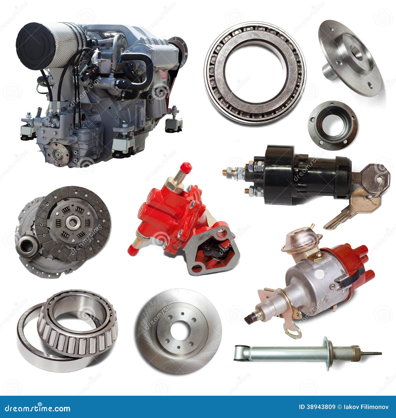 Motor Y Pocas Piezas Automotrices Imagen de archivo - Imagen de ...