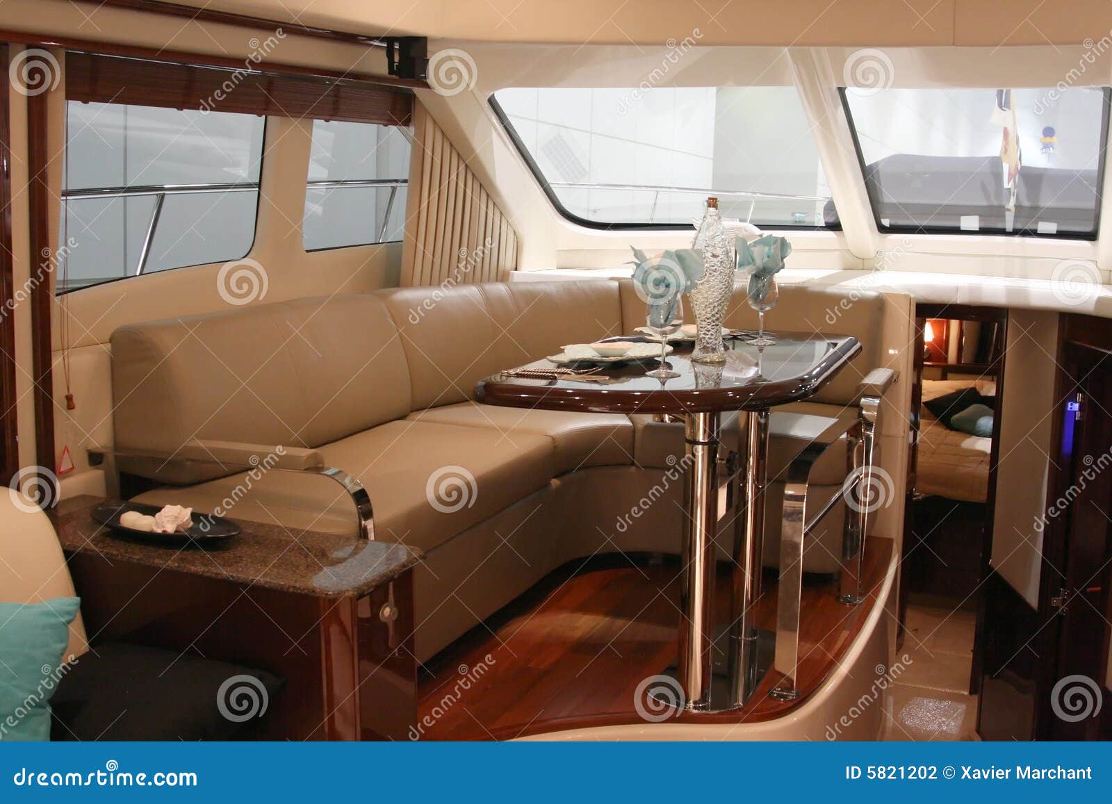 Motor yacht dining room stock photo. Image of table, interior - 5821202