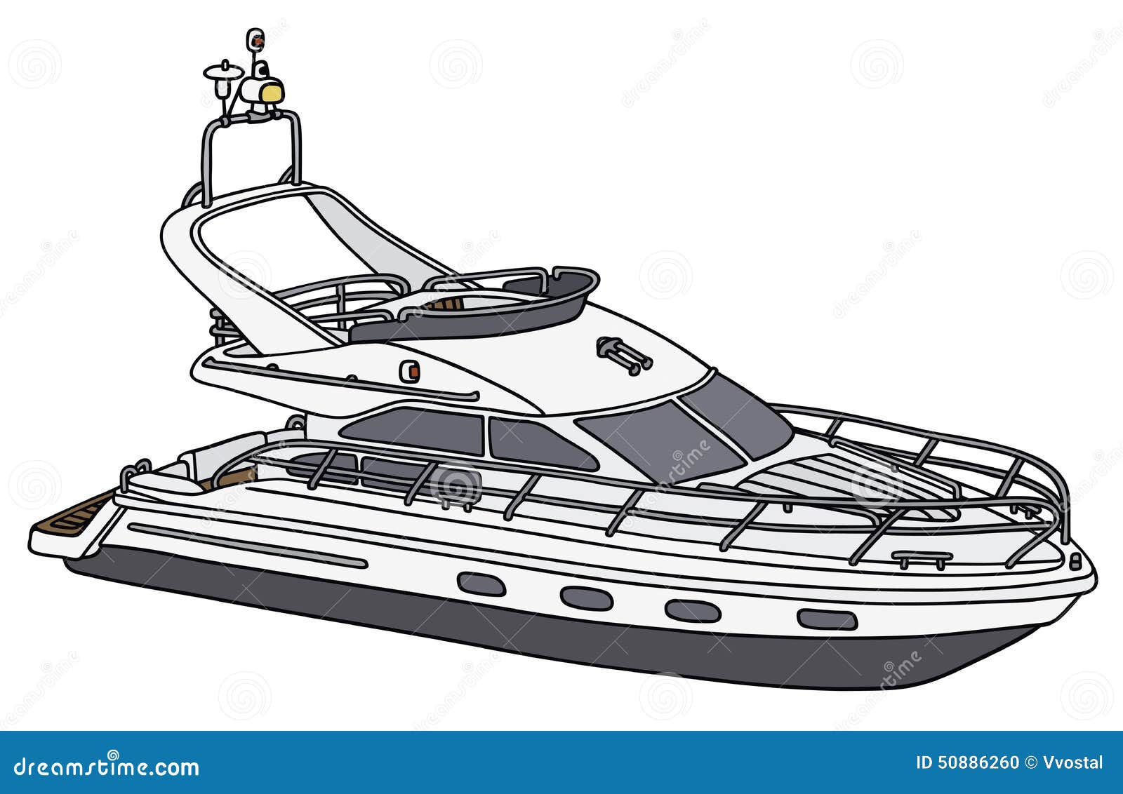 Motor yacht stock vector. Illustration of white, nave - 50886260